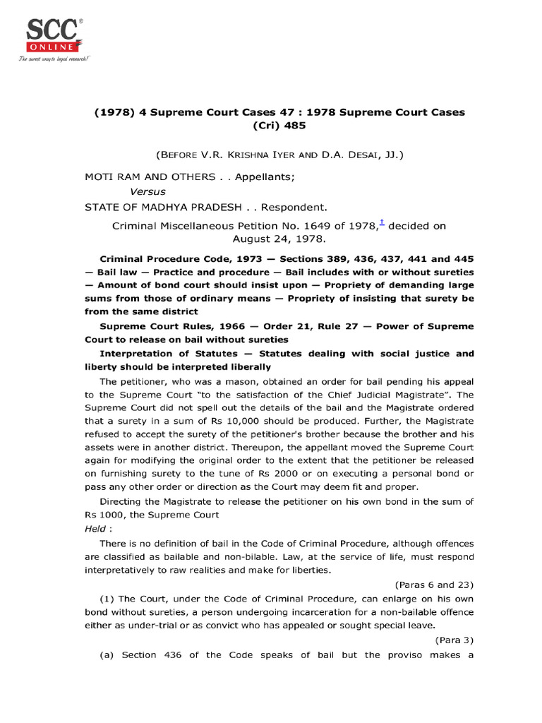 J 1978 4 SCC 47 1978 SCC Cri 485 AIR 1978 SC 1594 919412909336 20240324 154531 1 14 | PDF ...