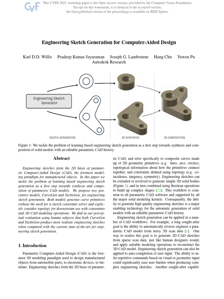 Engineering Sketch Generation For Computer-Aided Design | PDF | Computer Aided Design | 3 D ...