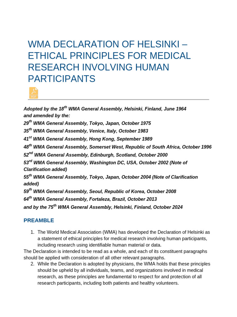 Helsinki | PDF | Informed Consent | Clinical Trial