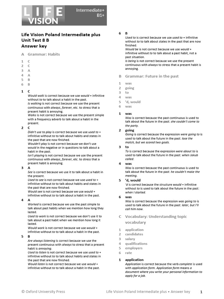 Lif Vis Pol Intp Unit 8b Answer Key | PDF | Question