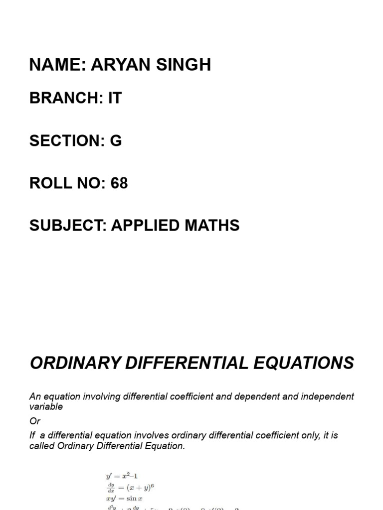 Ode Pdf Pdf Equations Ordinary Differential Equation