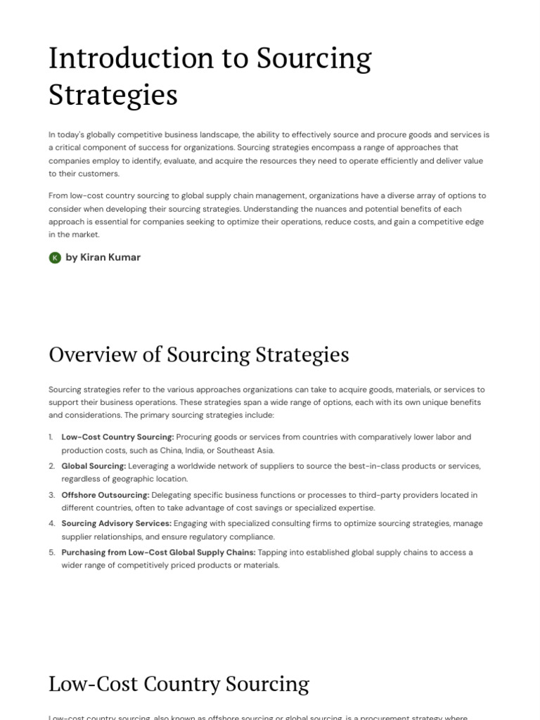 Sourcing Strategies for Businesses | PDF | Supply Chain | Procurement