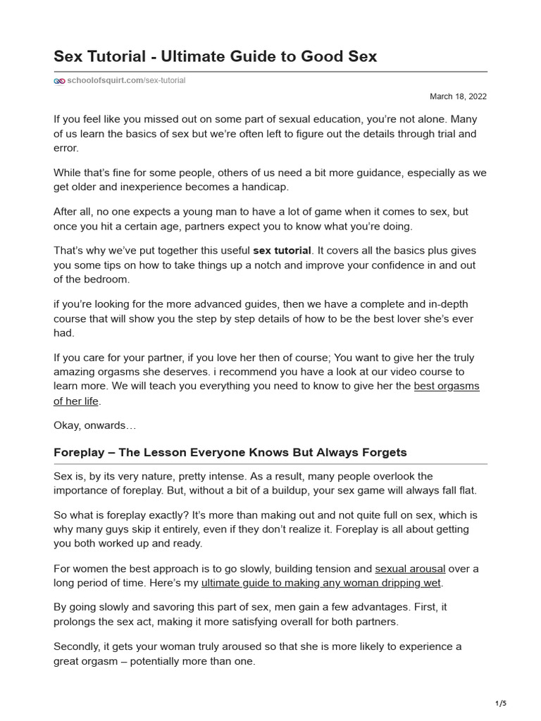 Sex Tutorial Ultimate Guide To Good Sex Pdf Sexuality Human Sexuality
