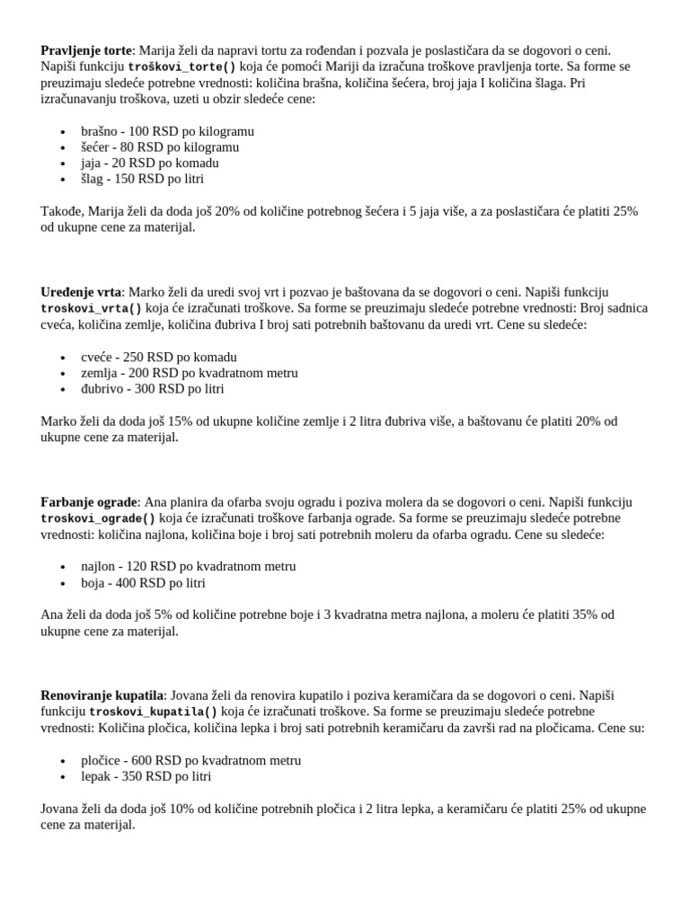 JS Zadaci Osnovne Operacije - Drugi Deo | PDF