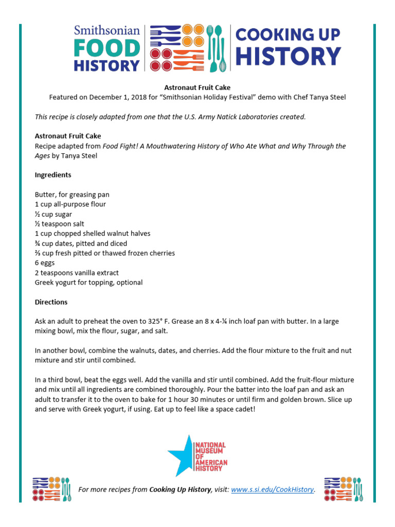 CUH 120118 Astronaut Fruit Cake | PDF | Cooking, Food & Wine
