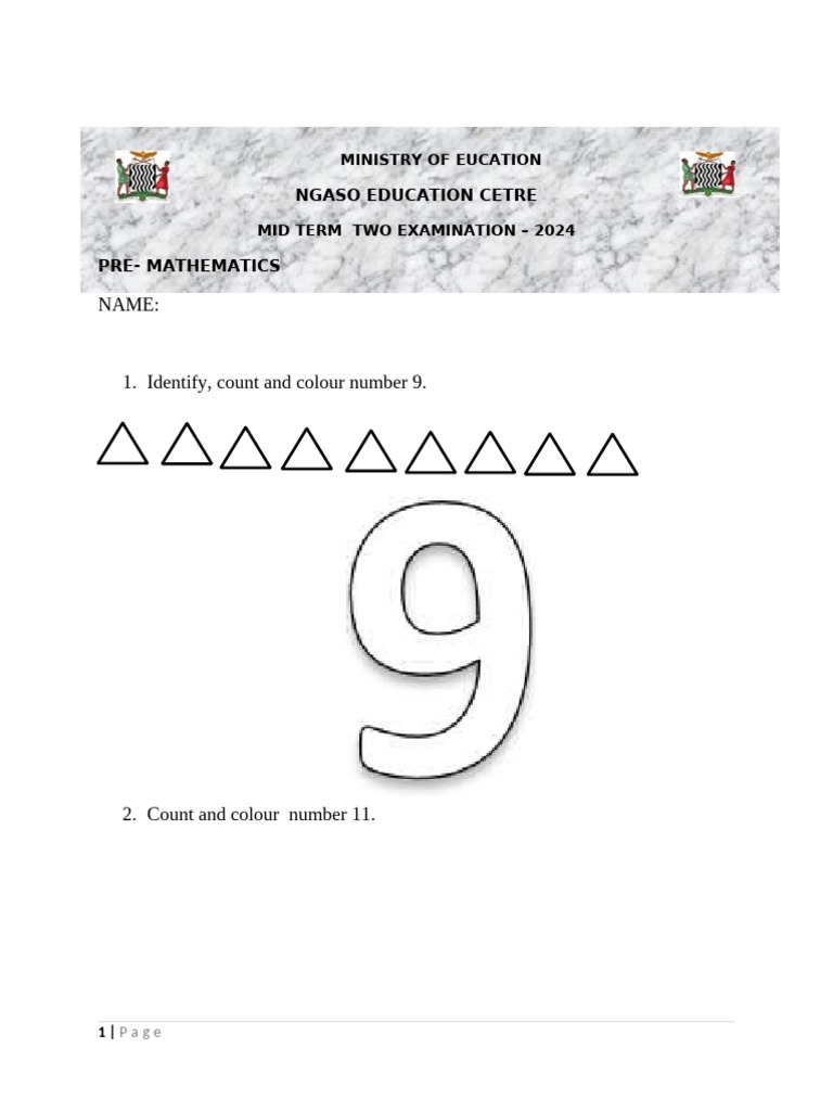 Grade 2 Mid Of Term Literacy Pre Mathematics Pdf