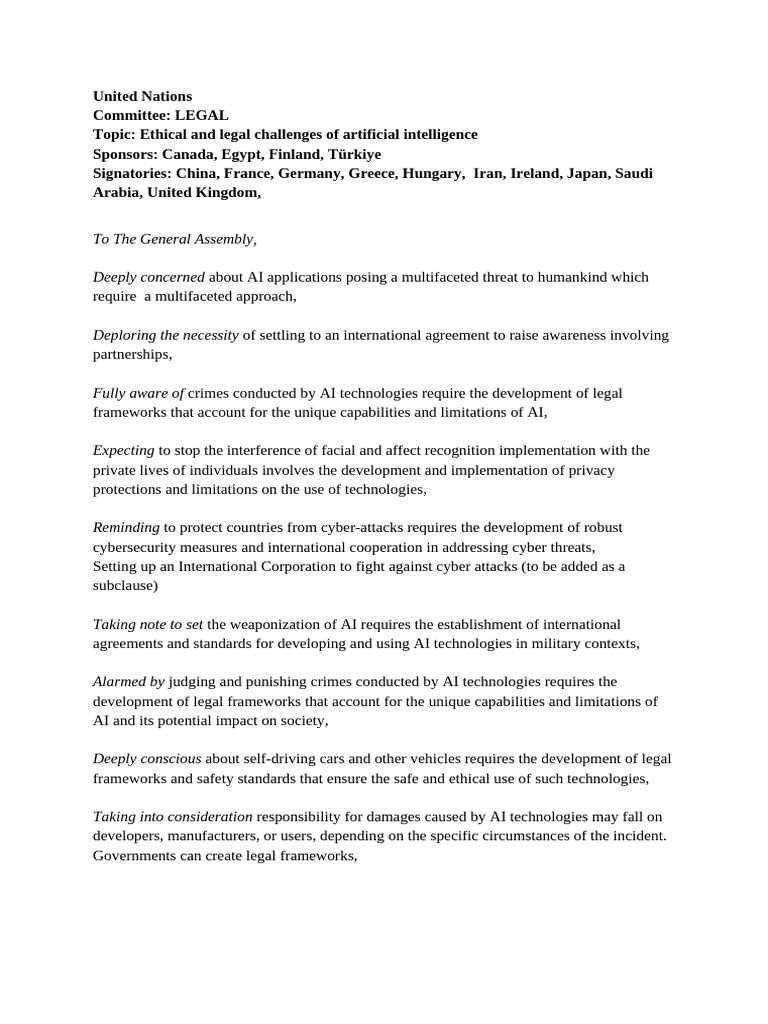 Draft Resolution | PDF | Artificial Intelligence | Intelligence (AI) & Semantics