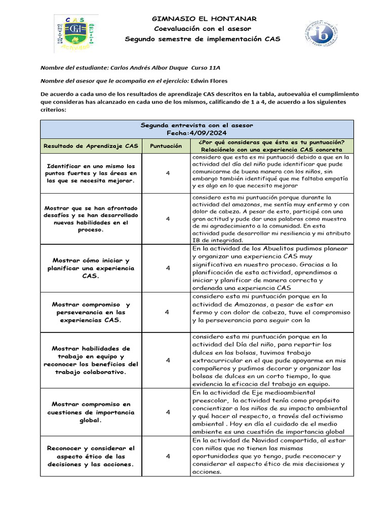 Segunda Entrevista Con El Asesor Carlos Andrés Albor Duque Curso 11A ...