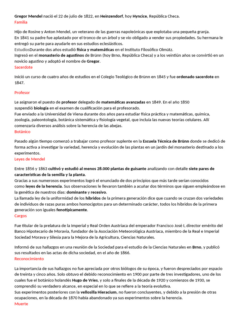 Mendel: Padre de la Genética Moderna | PDF | Dominancia (Genética ...