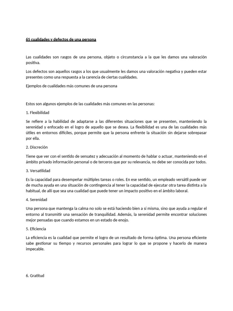 65 Cualidades y Defectos de Una Persona | PDF | Empatía | Violencia