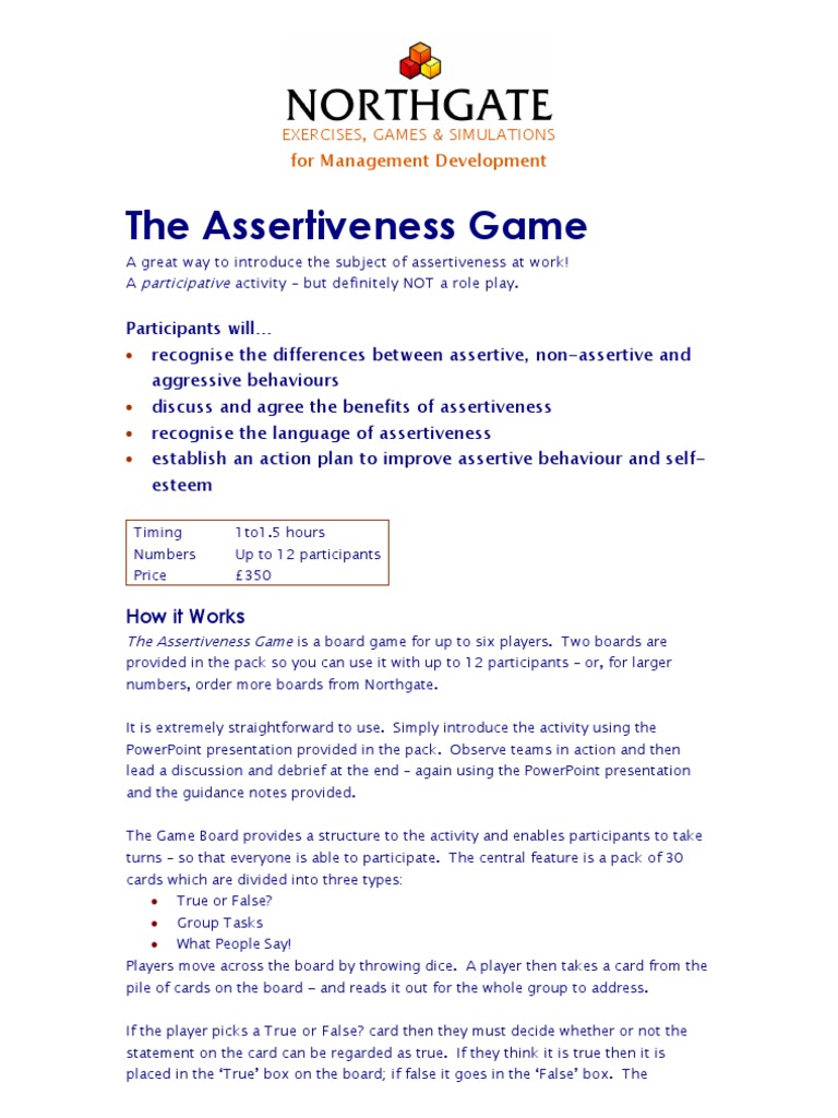 Assertiveness Game | PDF
