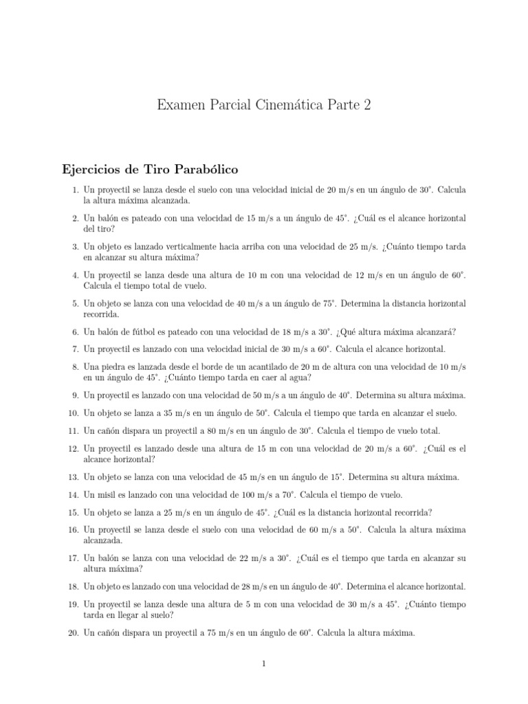 Examen Parcial2 | PDF | Proyectiles | Tren