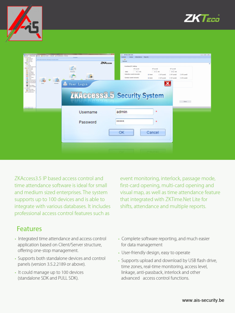 ZKAccess Leaflet R0915 E | PDF | Microsoft Sql Server | Computing