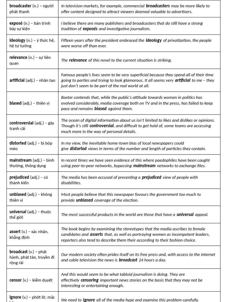 Media Vocabulary and Concepts | PDF | Journalism | Public Sphere