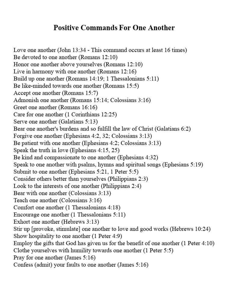Positive Commands for One Another- Handout | PDF