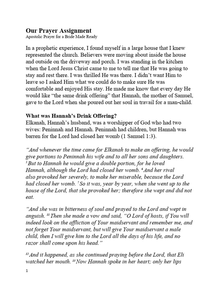 Our Prayer Assignment | PDF | Samuel | Jesus
