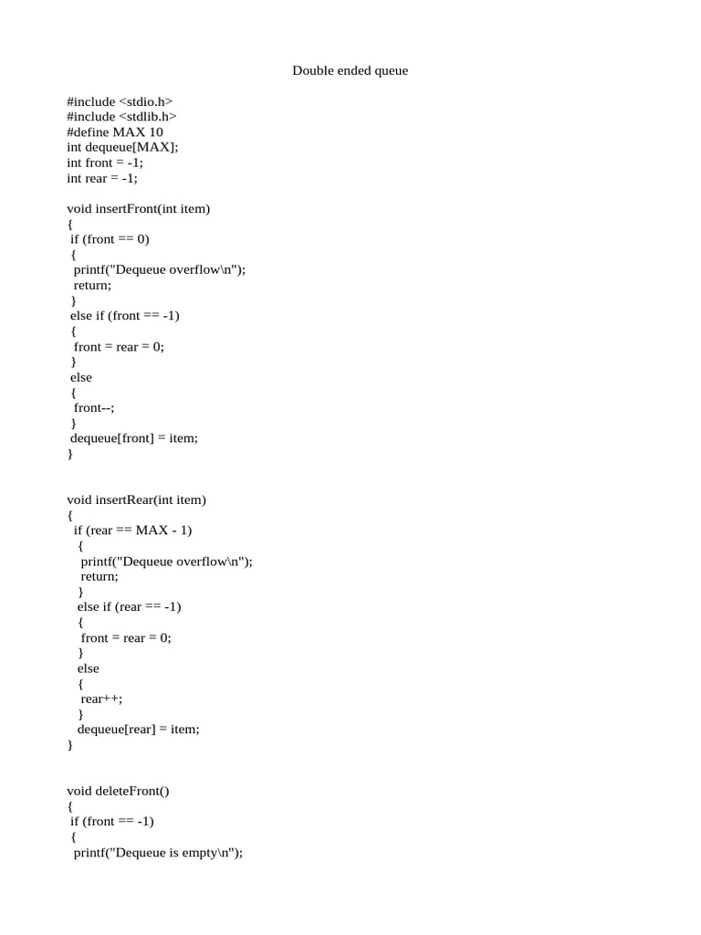 Double Ended Queue | PDF