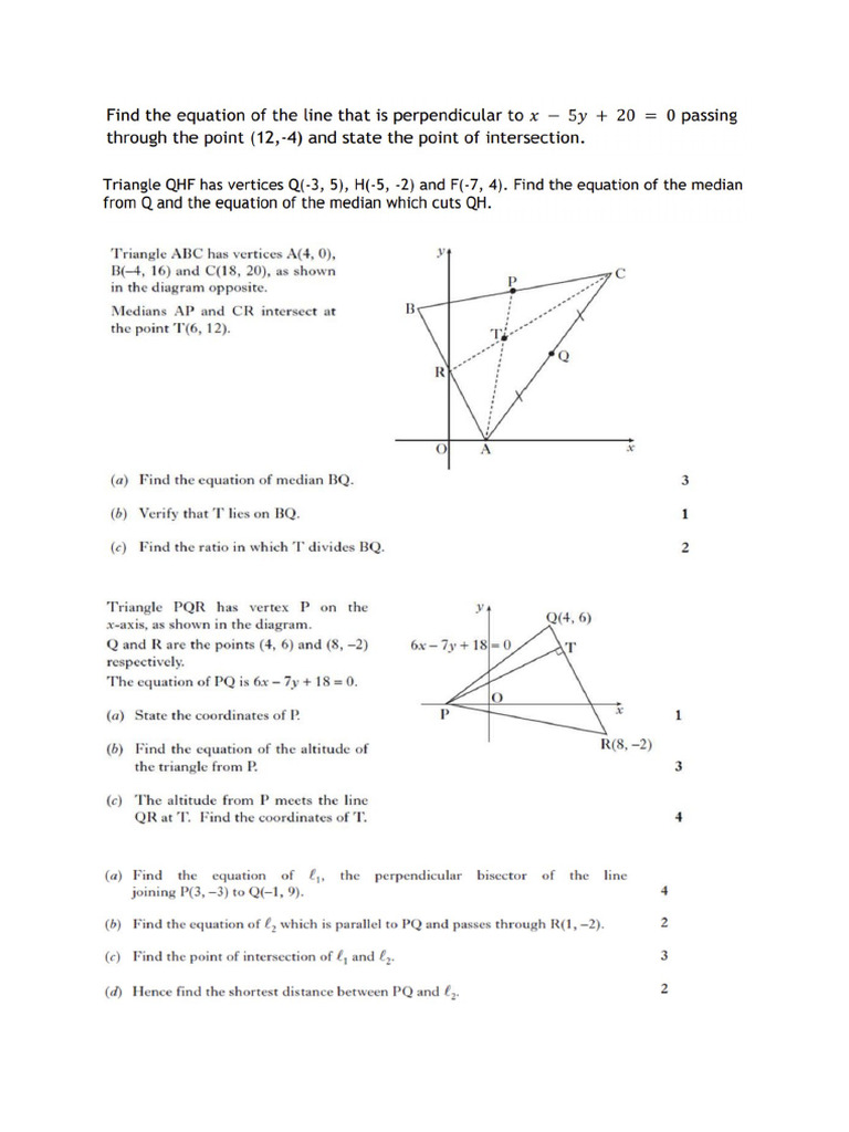 Straight Line Questions Kev | PDF