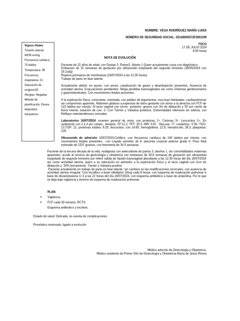 Nombre Vega Rodriguez Maria Luisa 17 07 2024 Modificada | PDF | El ...