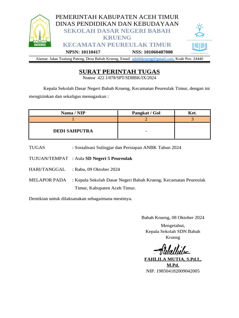 078 - Surat Perintah Tugas | PDF