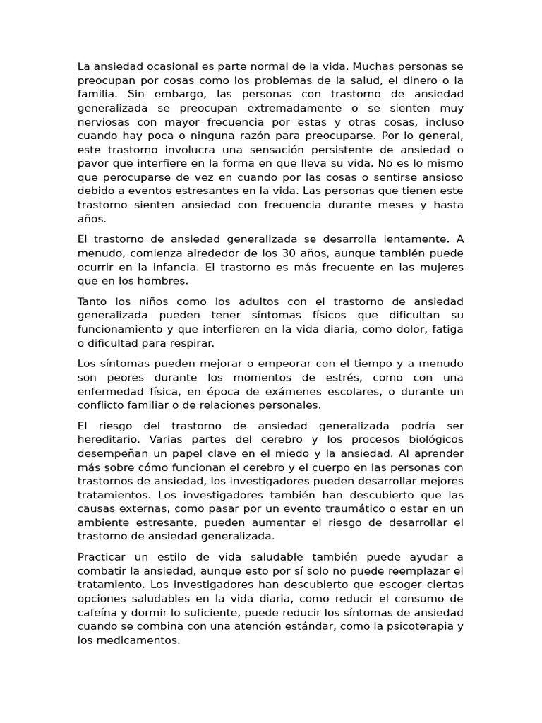 Ansiedad | PDF | Relaciones personales, crianza y desarrollo personal | Salud y bienestar