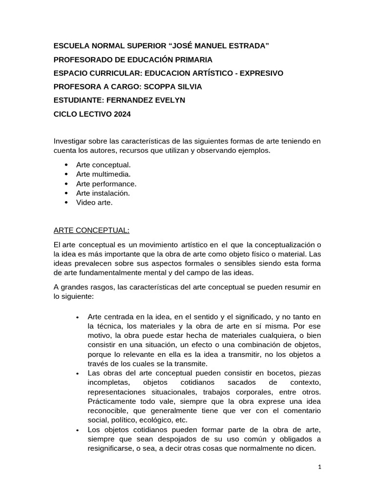 Características del Arte Conceptual y Multimedia | PDF | Arte de ...