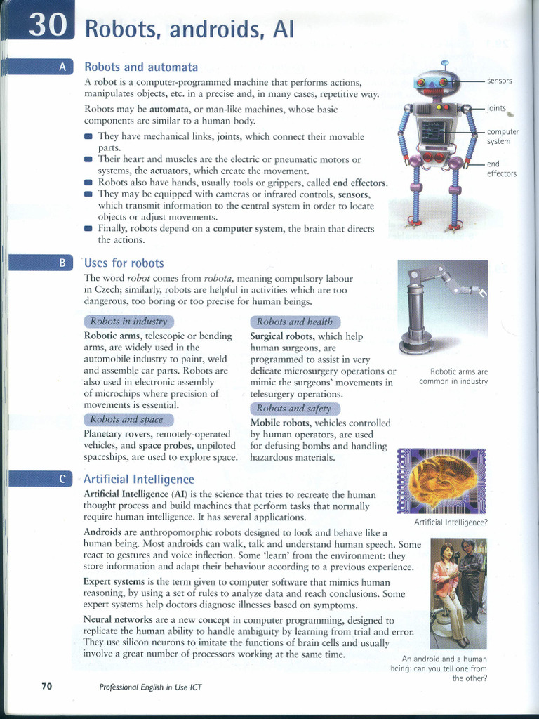 robots, androids, AI VOCABULARY | PDF