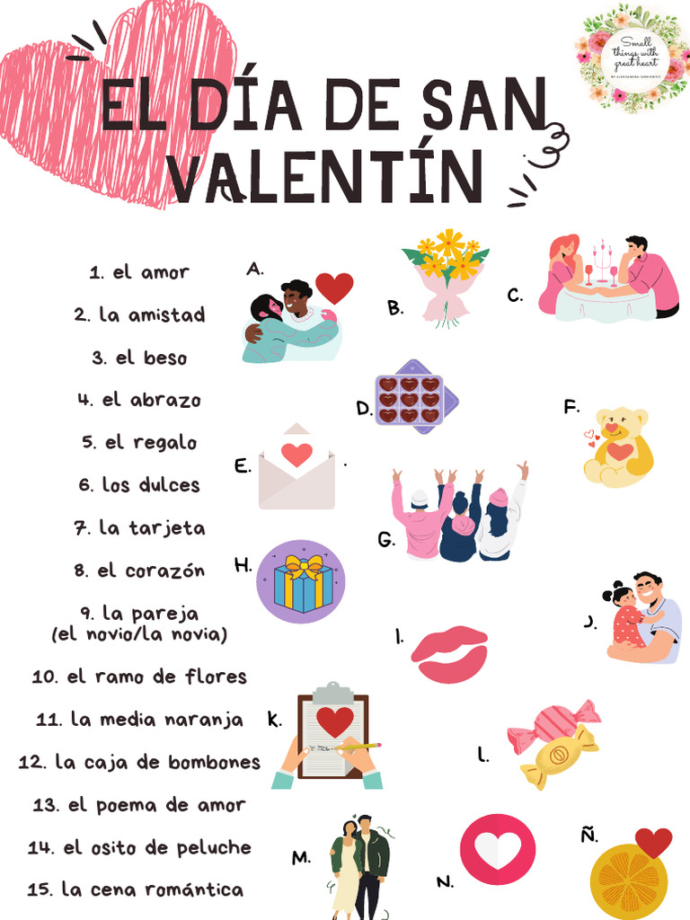 El DÍa de San ValentÍn Vocabulario | PDF