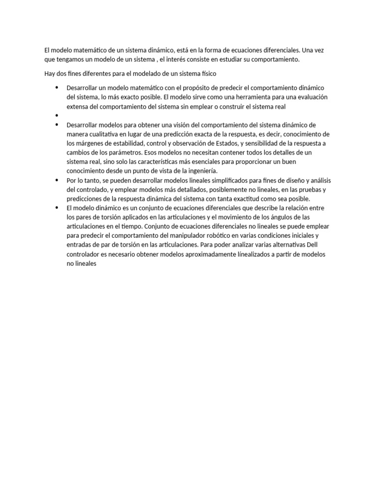 El Modelo Matemático de Un Sistema Dinámico | PDF