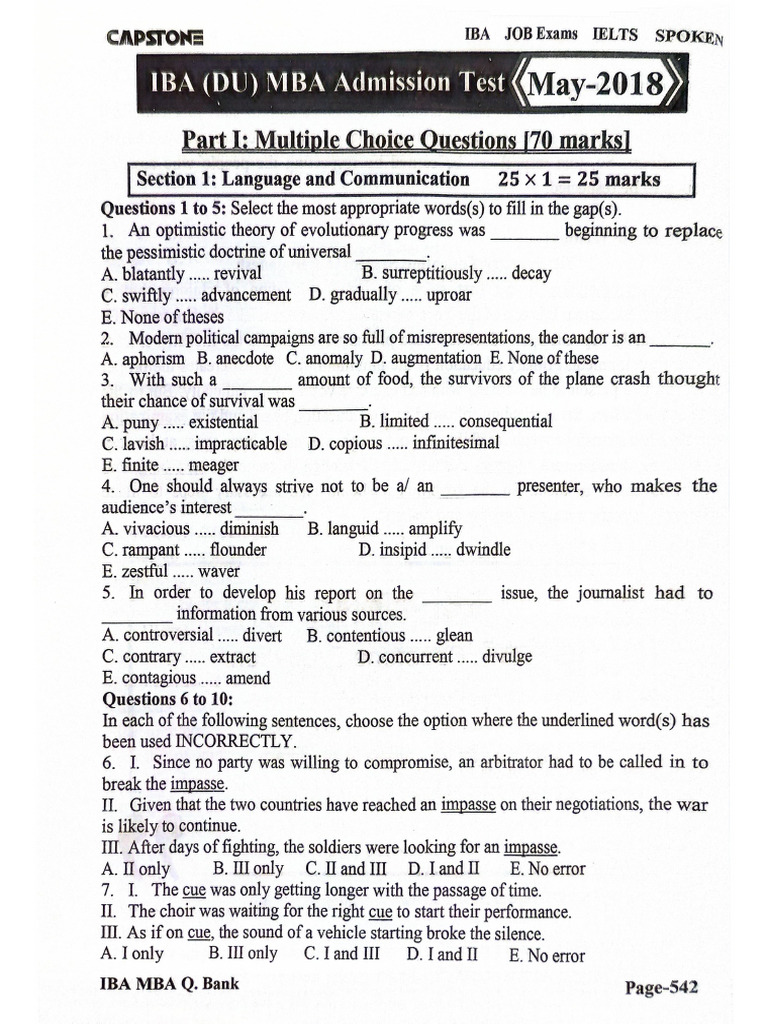 DU IBA MBA Question Bank With Solve Previous Years (2018-2023) by Capstone Publications 3rd ...