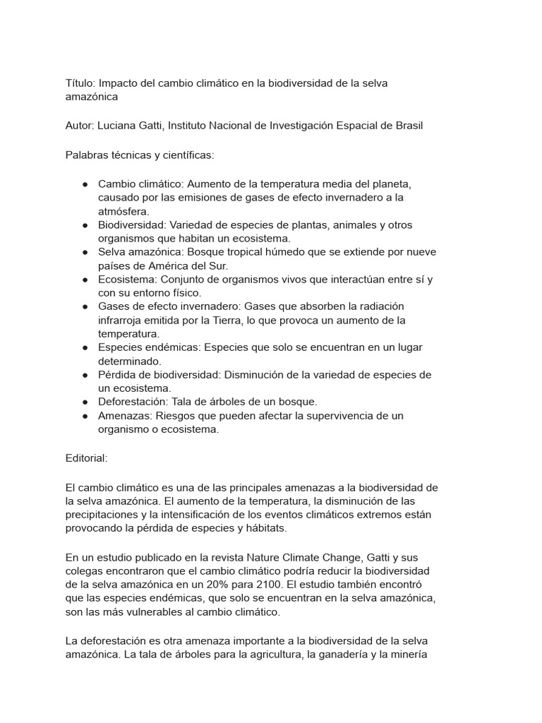 Articulo 1 | PDF | Deforestación | Selva amazónica