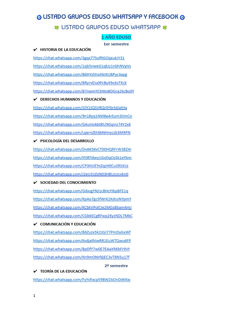 ? Listado Grupos Eduso | PDF