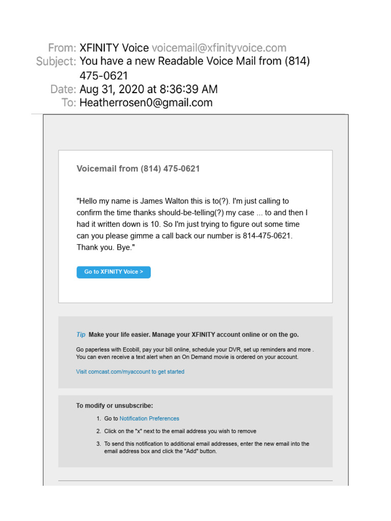 You Have A New Readable Voice Mail From (814) 475-0621 | PDF | Computers