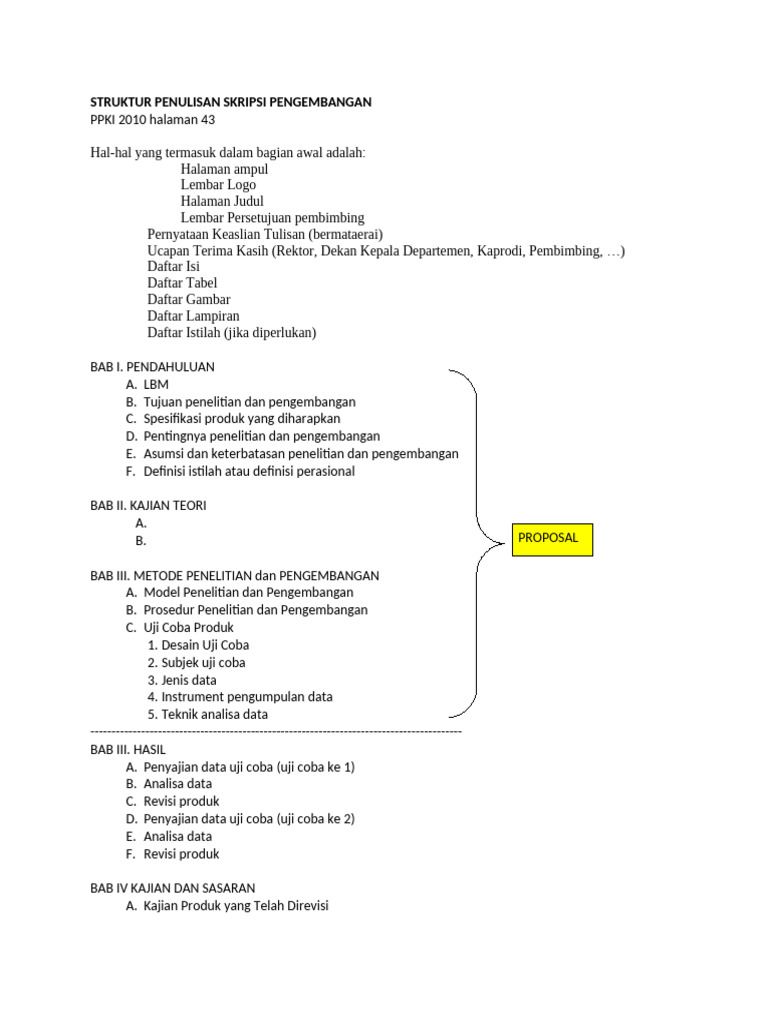 Struktur Penulisan Skripsi Pengembangan | PDF