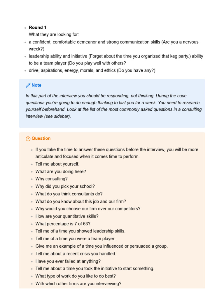 Consult Interview Notes | PDF | Self-Improvement