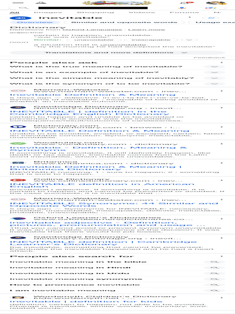 Inevitable Meaning - Google Search | PDF | Dictionary | Grammar