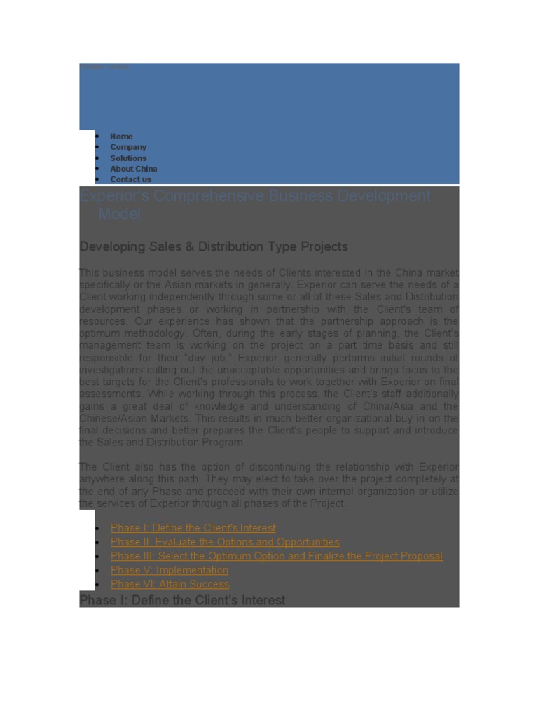 Experior's Comprehensive Business Development Model: Developing Sales ...