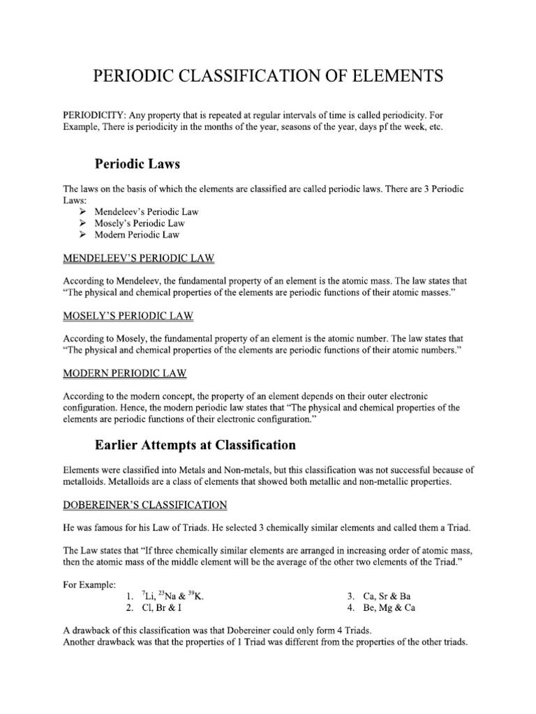 Classification of Elements and Periodicity in Properties | PDF