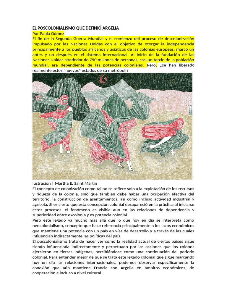 El Poscolonialismo Que Definió | PDF | Colonialismo | Argelia