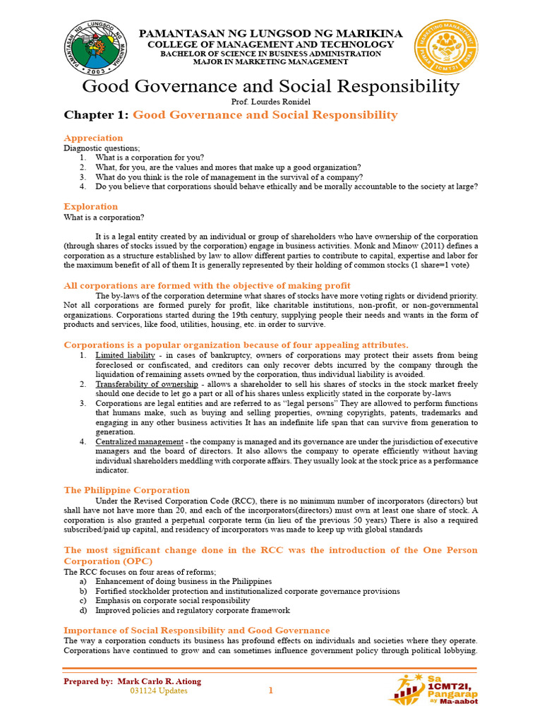 Good-Governance-and-Social-Responsibility | PDF | Corporate Social Responsibility | Corporate ...