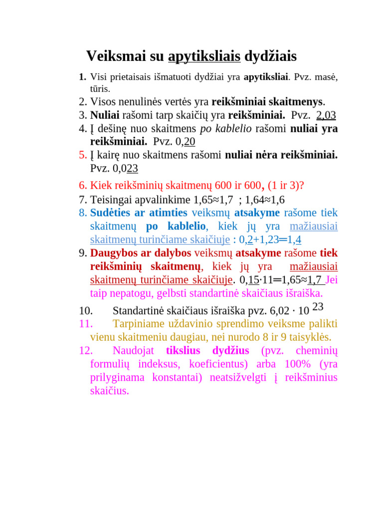 Reiksminiu Skaitmenu Naudojimo Taisykles | PDF