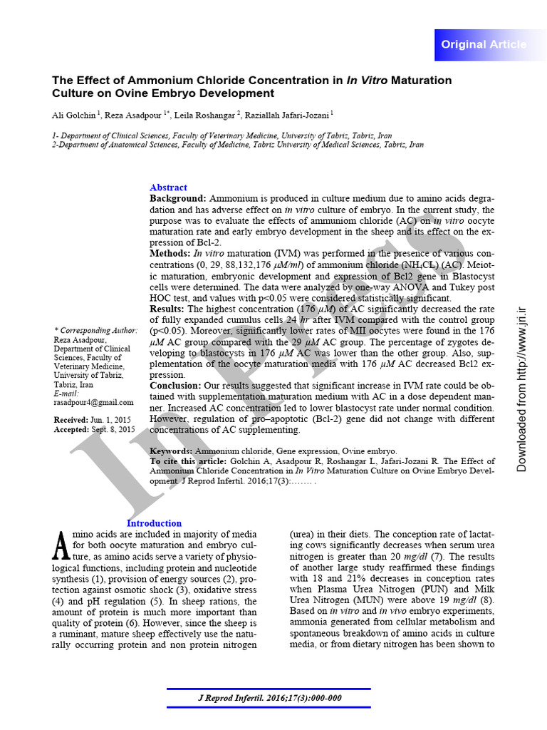 2 J Reprod Infertil 2016 | PDF | Embryo | Biology