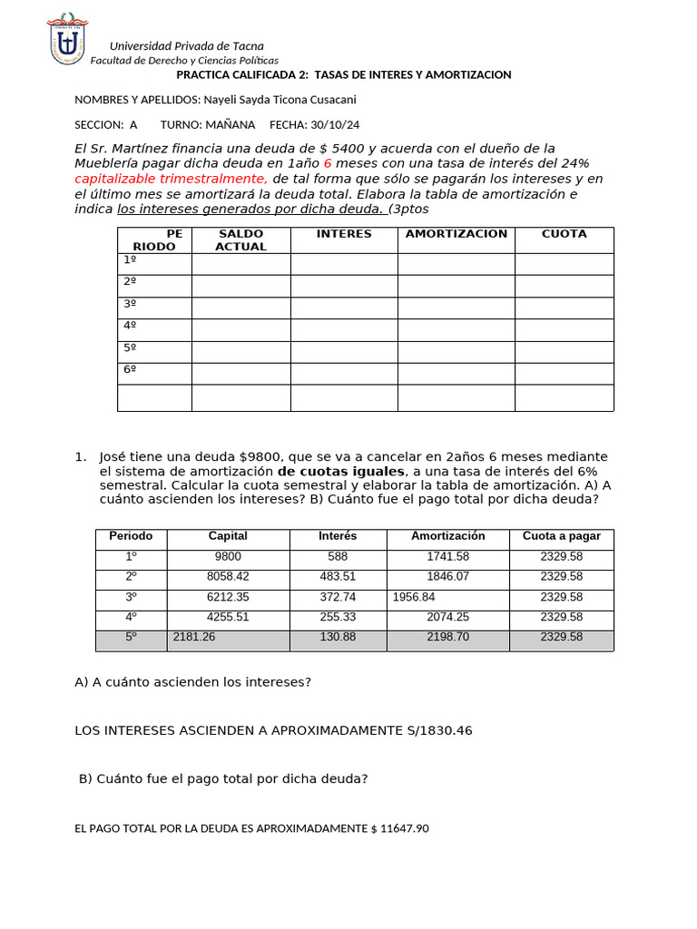 PRACTICA CALIFICADA 2 - AAAAA (1) (1) Nayeli Ayda Ticoina | PDF ...