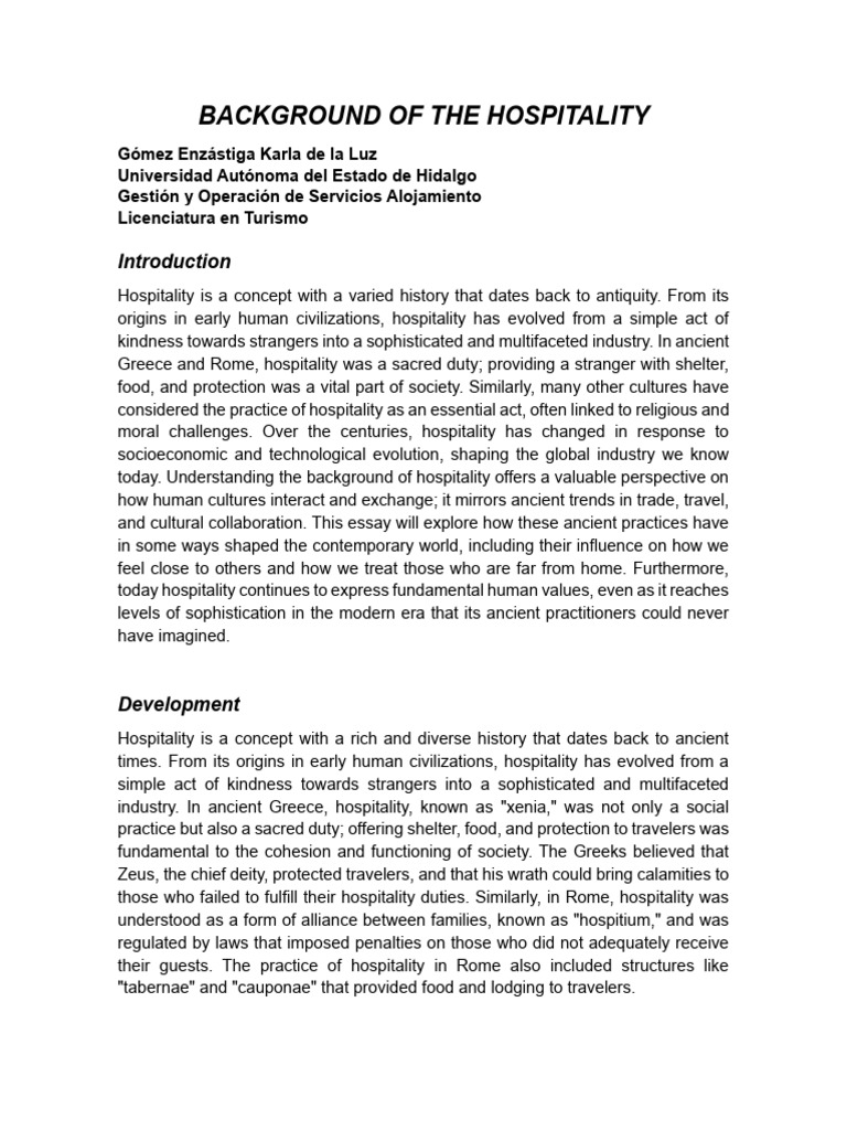 Background of The Hospitality | PDF | Hotel