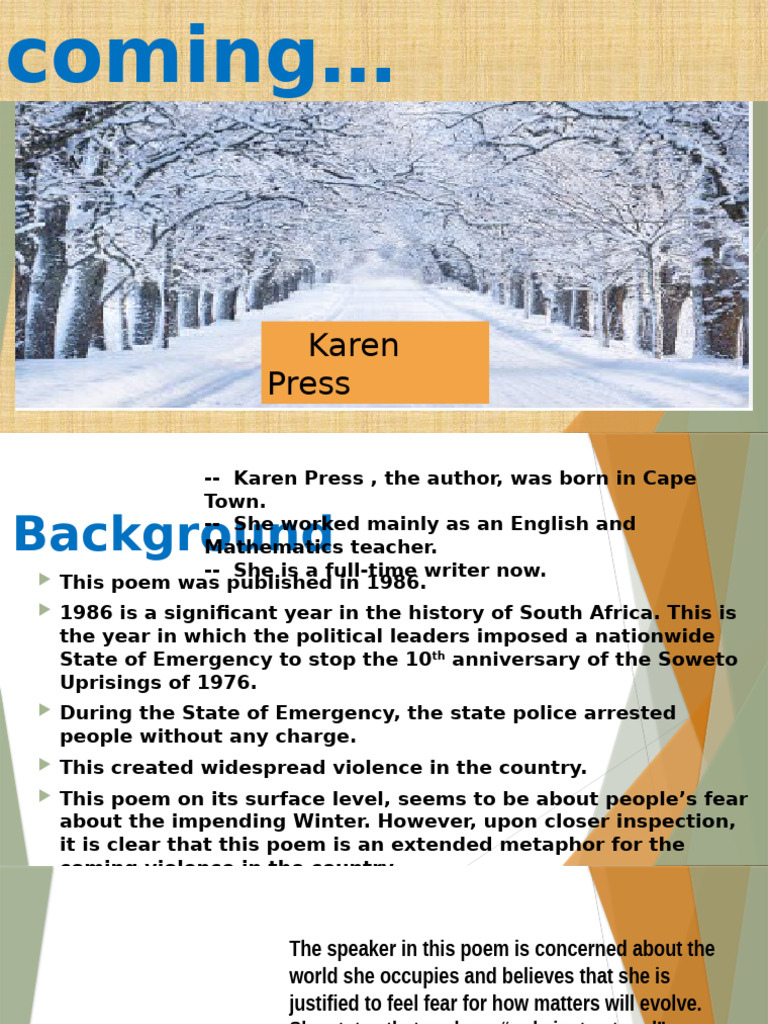 The Winter Coming: A Poem Analysis | PDF | Poetry