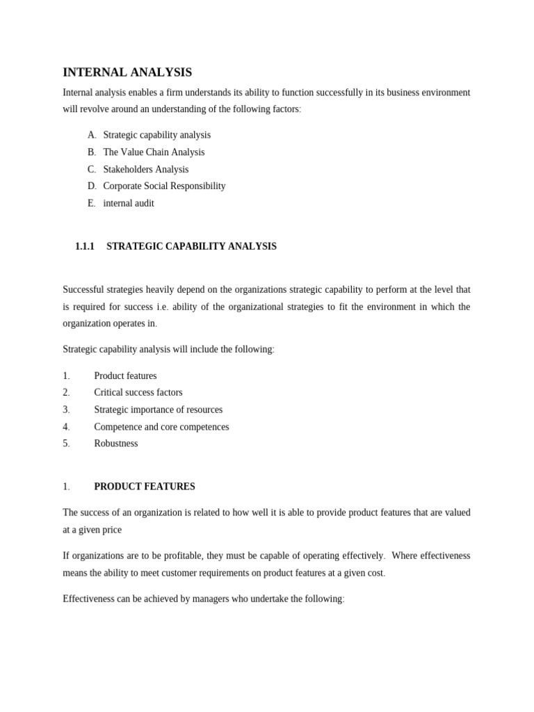 Internal Analysis - Lesson 4 | PDF | Logistics | Corporate Social ...