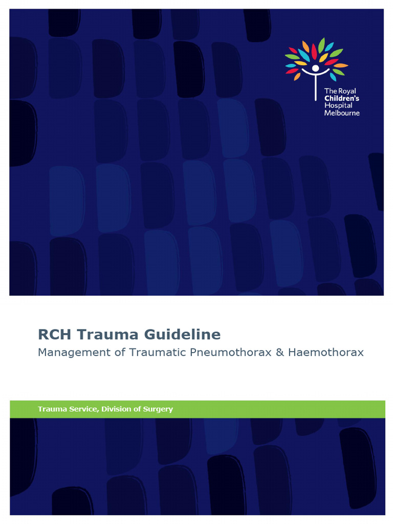 RCH Trauma Management of Traumatic Pneumothorax and Haemothorax | PDF ...
