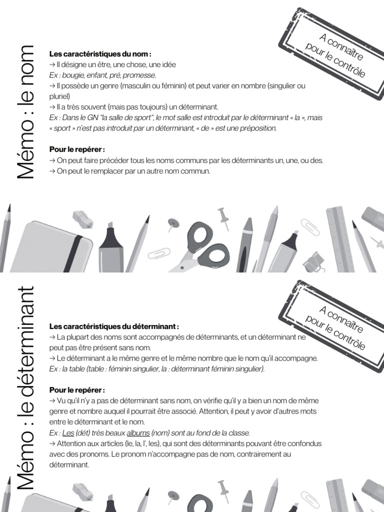 Mémo sur la nature des mots CM1 | PDF | Adverbe | Genre grammatical
