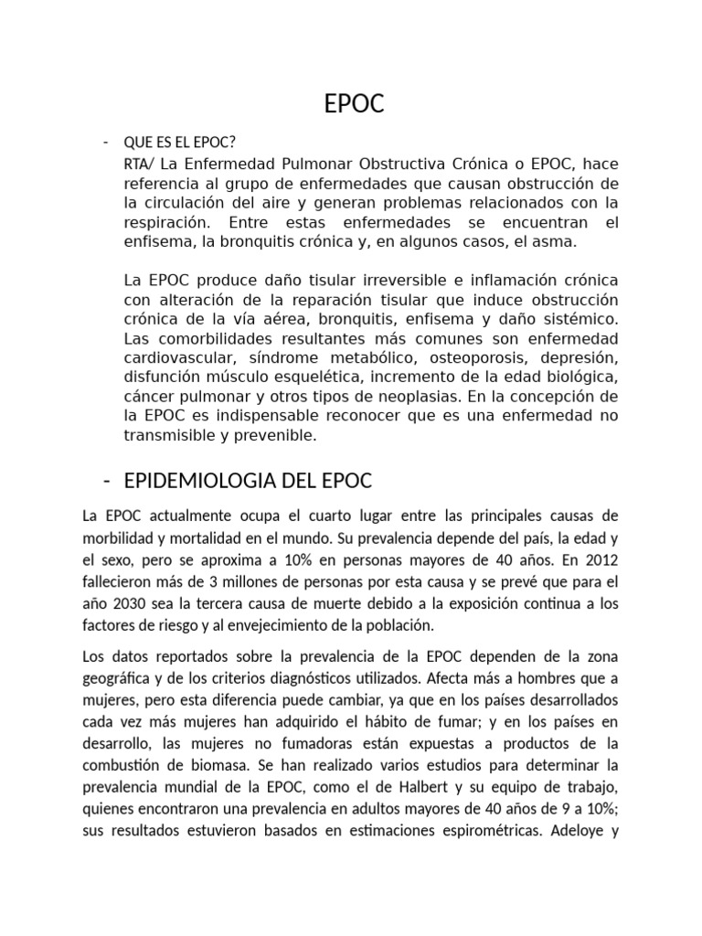 Tratamientos para EPOC y su impacto | PDF | Enfermedad pulmonar ...