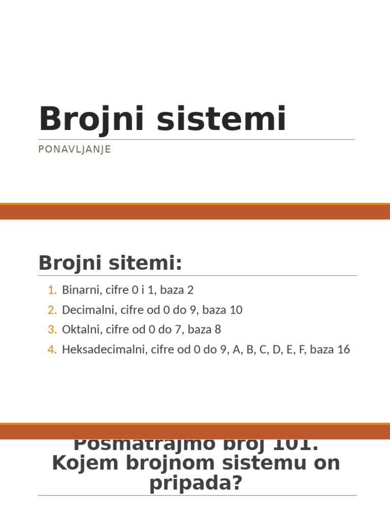 Brojni Sistemi - Ponavljanje | PDF